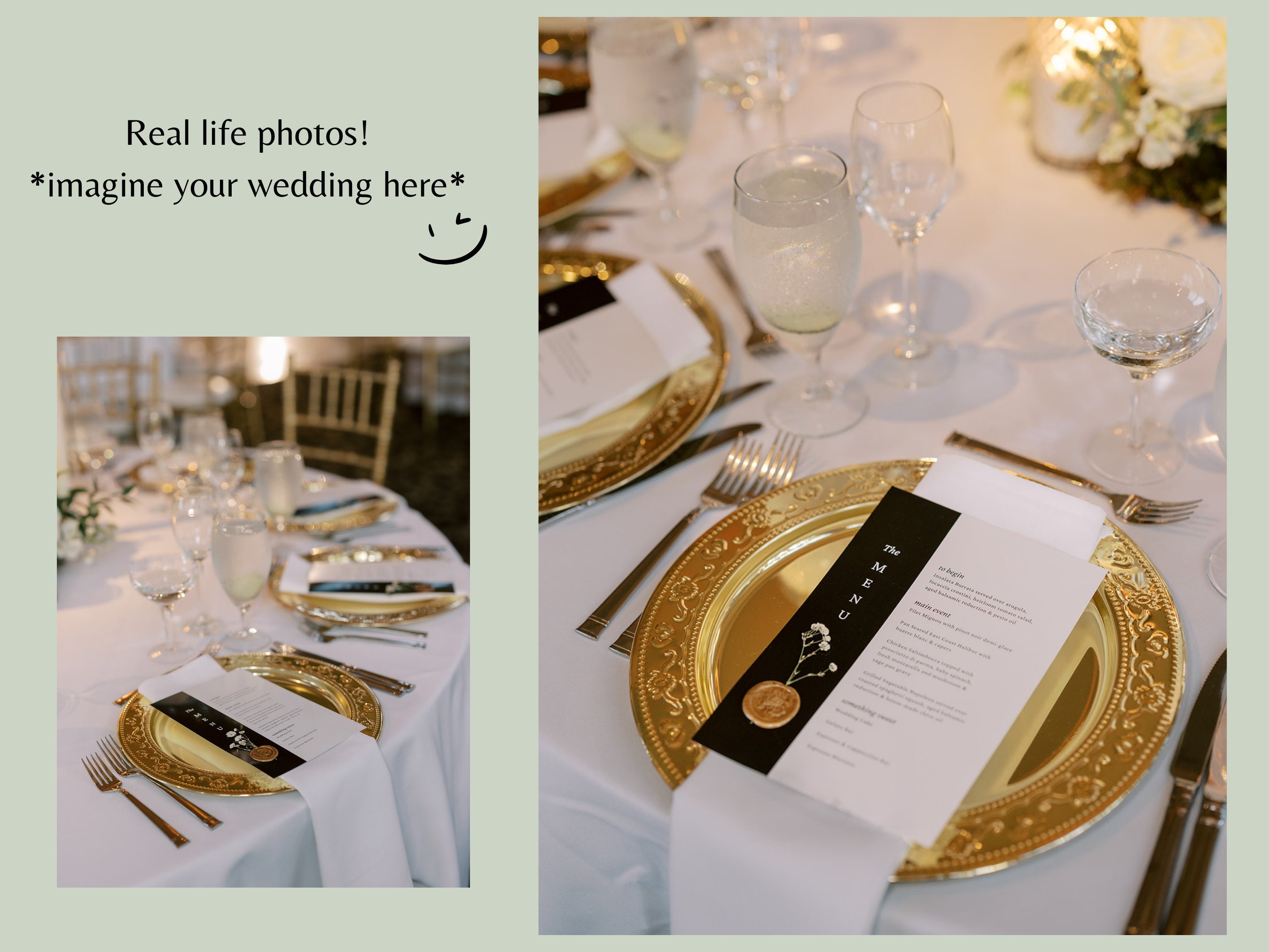 Formal Wedding Menu Template Black Tie Wedding Dinner Classic, Elegant ...