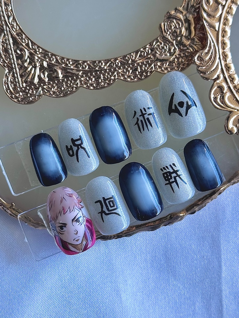 Yuji Itadori Jujutsu Kaisen / Hand-painted / Press-on / 1 Day Nail ...