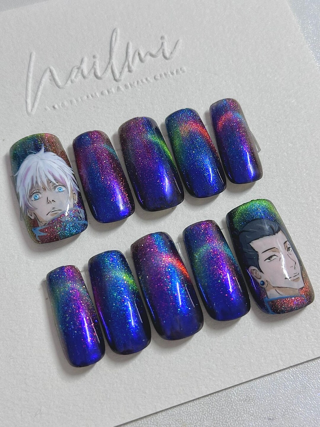 Gojo and Geto / Magnetic Gel / Press-on / / Hand-painted/ 1 Day Nail ...