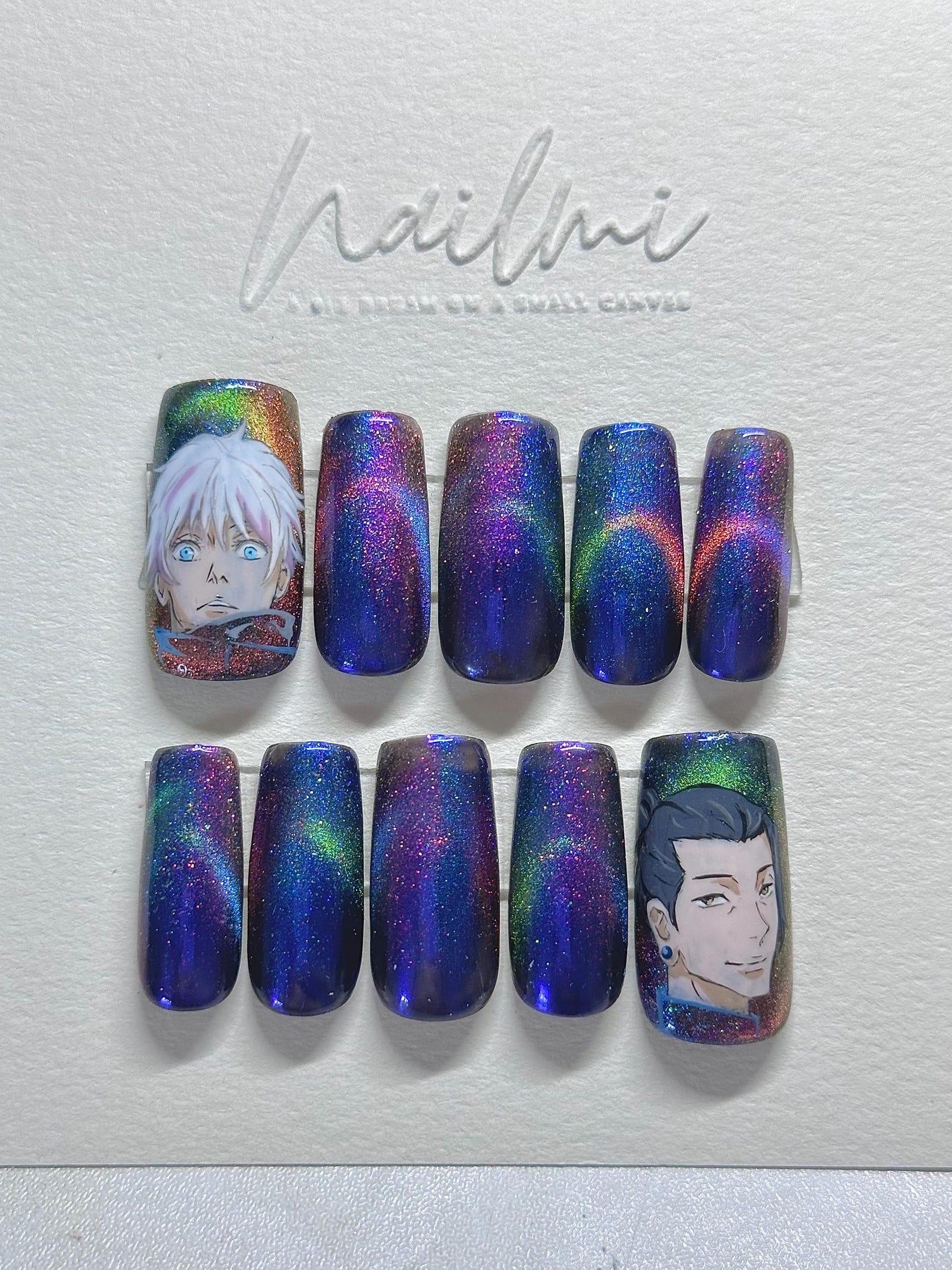 Gojo and Geto / Magnetic Gel / Press-on / / Hand-painted/ 1 Day Nail ...