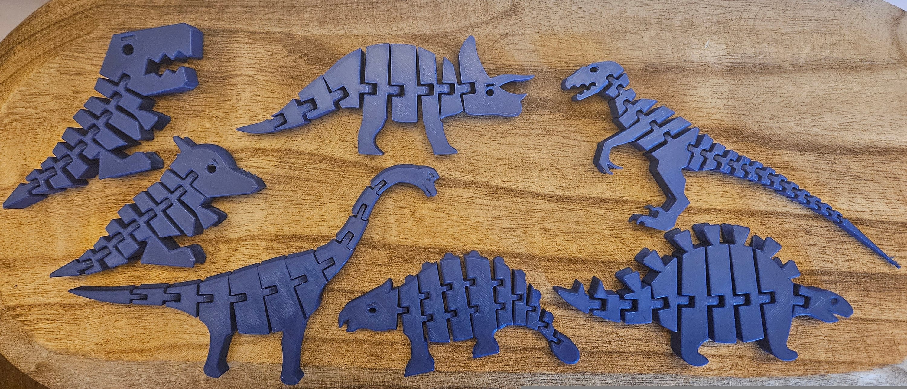 Flexible Dinosaur Set 3D Printed Dinosaur Toy Set T-rex Velociraptor ...
