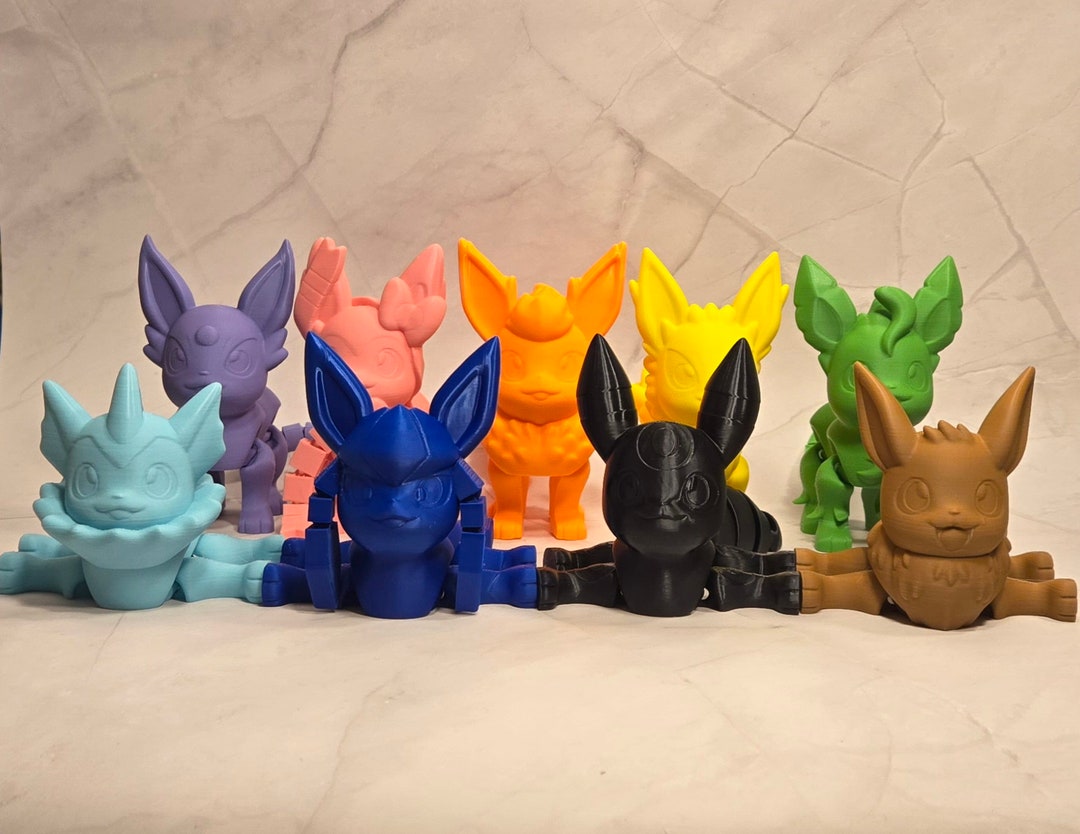 Eevee Flexi Evolutions Articulated Pokemon 3D Printed Umbreon Espeon ...
