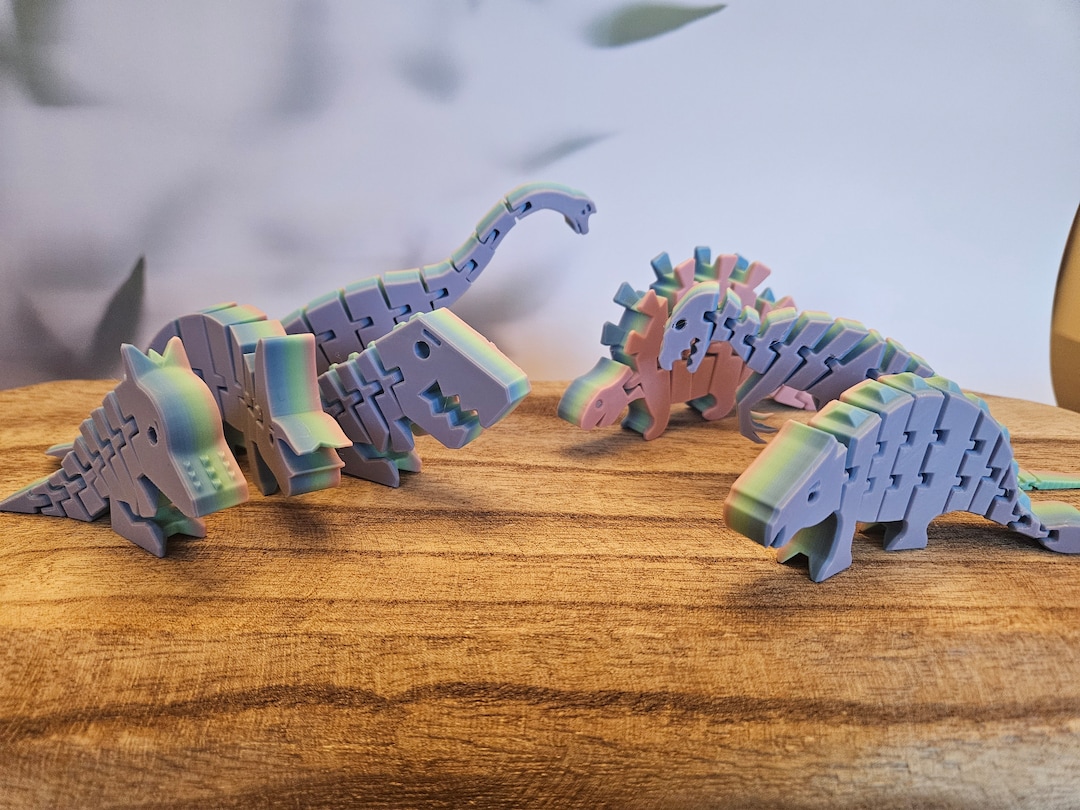 Flexible Dinosaur Set | 3D Printed Dinosaur Toy Set | T-rex ...