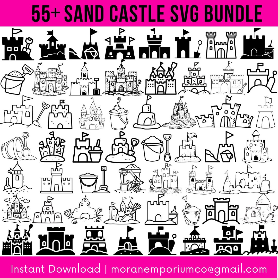 Sand Castle SVG Bundle Sand Castle Silhouette Summer Sand Castle Clip ...