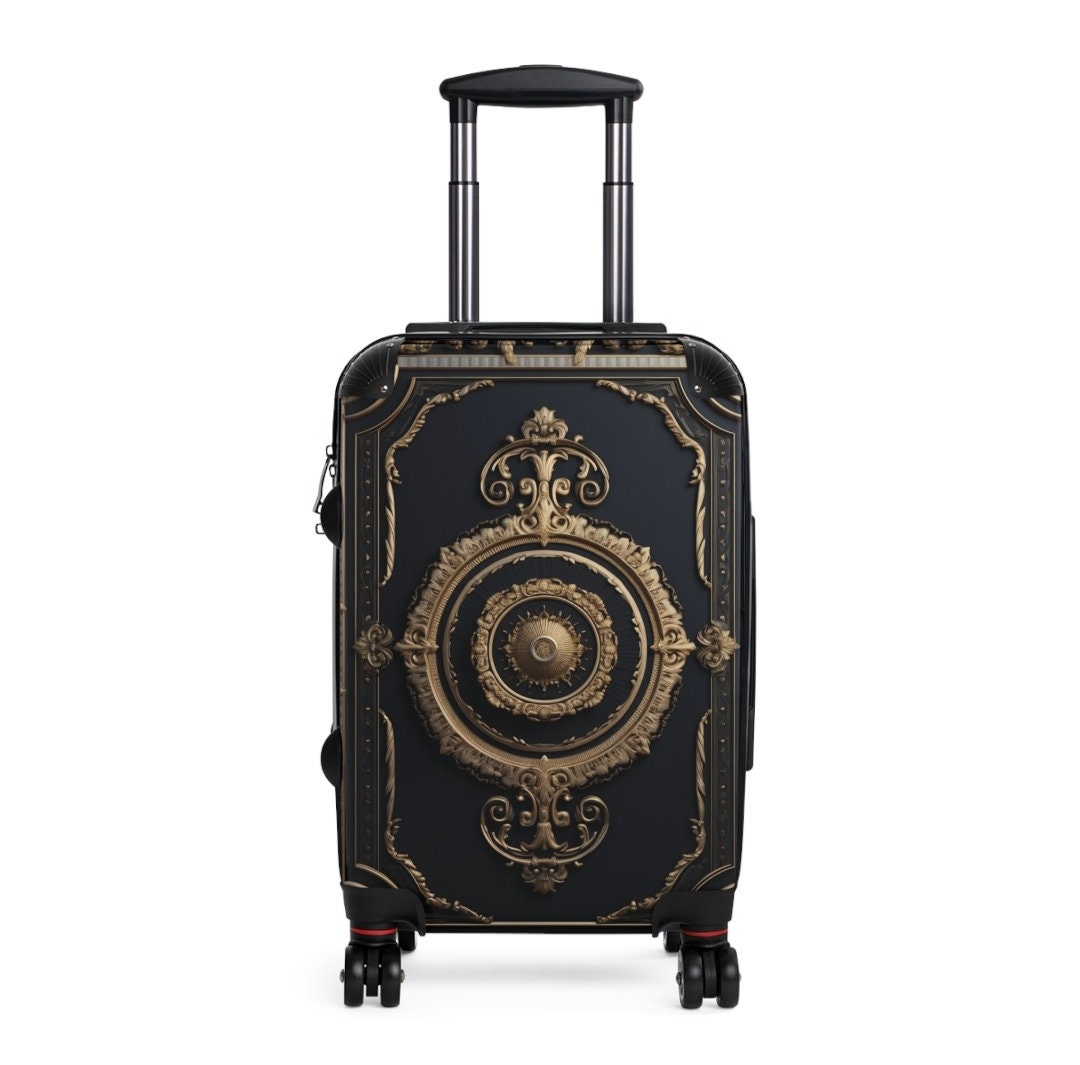 Black and Gold Accent Luxurious Custom Personalised Suitcase, Baroque ...