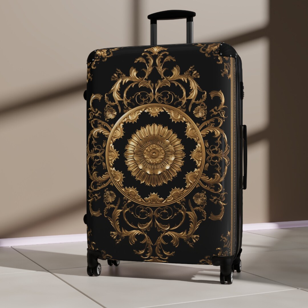 Black and Gold Suitcase Black and Gold Custom Suitcase - Etsy