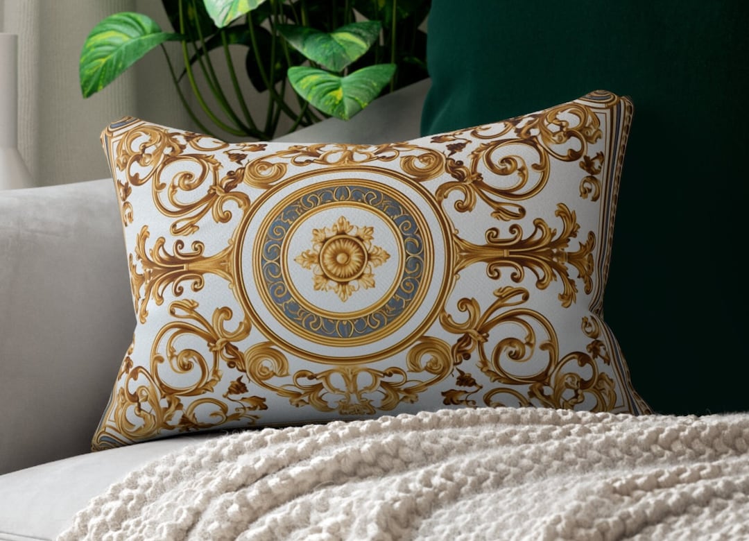 Baroque Rococo Style Custom Made Lumbar Pillow Rectangle Couch Cushion ...