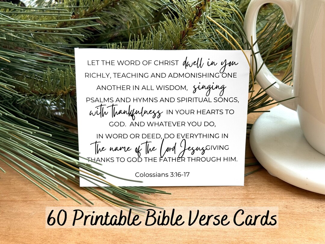 60 Encouraging Bible Verse Cards | Printable | Scripture Memory | Mini ...