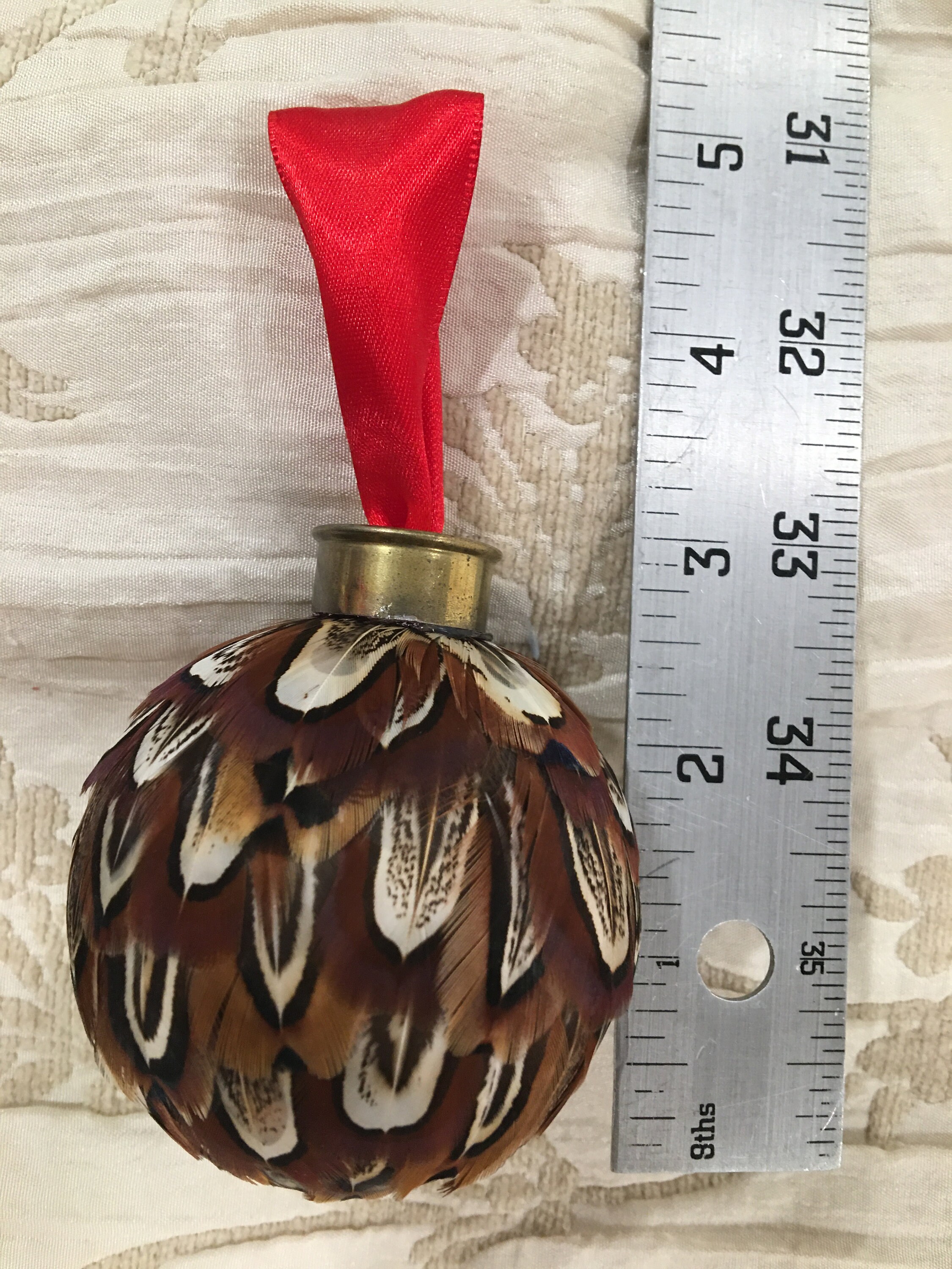 Hunting Christmas Ornament, Round Pheasant Feather Ornament With ...