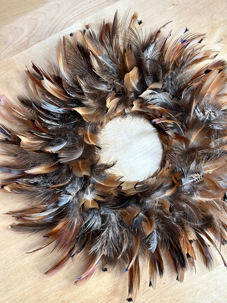 Feather Wreath, Feather Candle Ring, Pheasant Feather Wreath, Mini ...