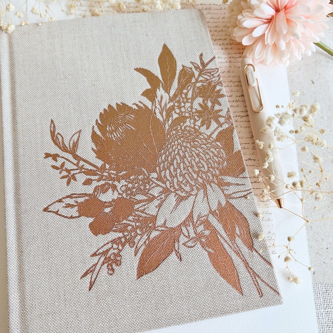 ROSE-GOLD FLOWER Journal by Typoflora | Linen Notebooks, Planners ...