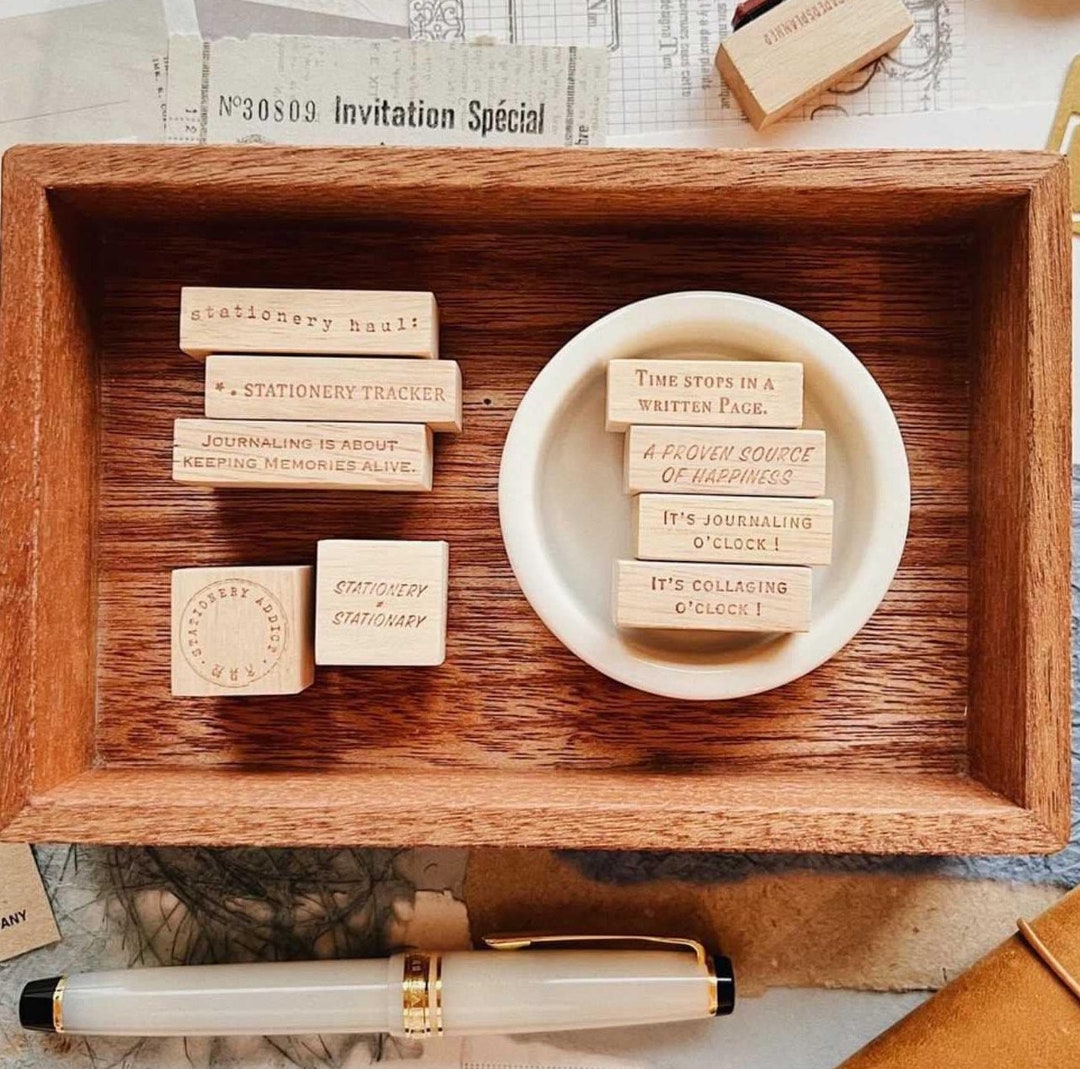 Stationery Tracker Wood Rubber Stamp by Penspaperplanner | Shopping ...