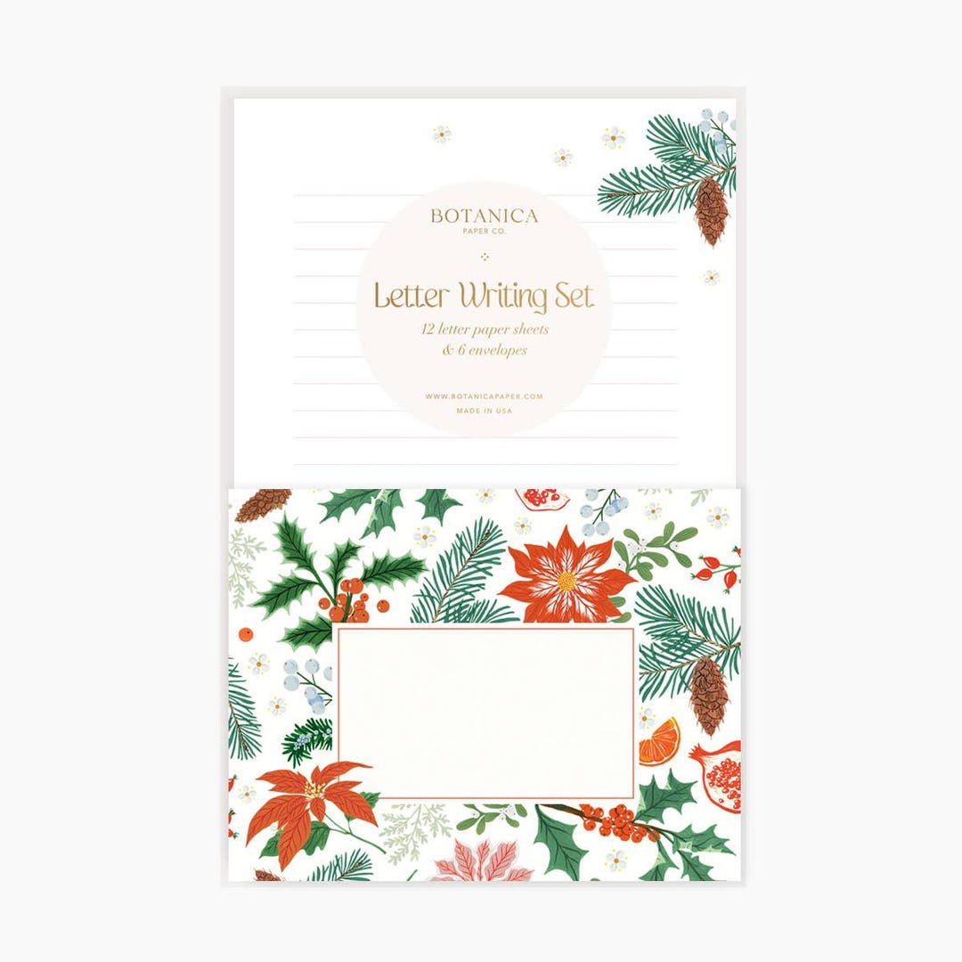 CHRISTMAS FLORA LETTER Set by Botanica Paper Co. | Letter Writing ...