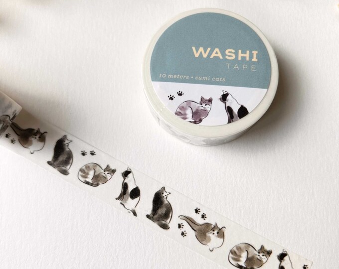 SUMI CATS Black & White Washi Tape | Girl of All Work, Cat Lovers ...
