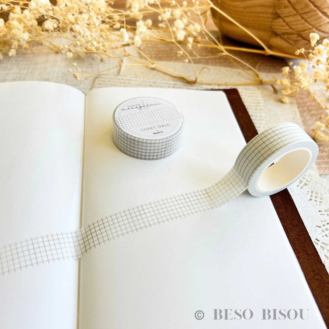Minimal Light Grid Washi Tape for Planners and Journals Neutral, Graph ...