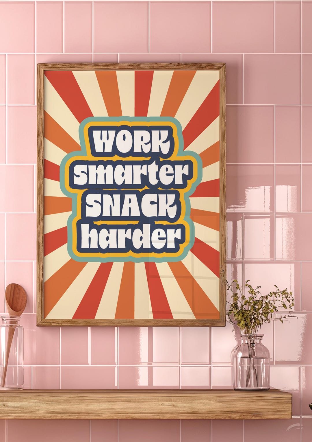 Work Smart Snack Harder Poster Wall Art- Quirky Interior Quote ...