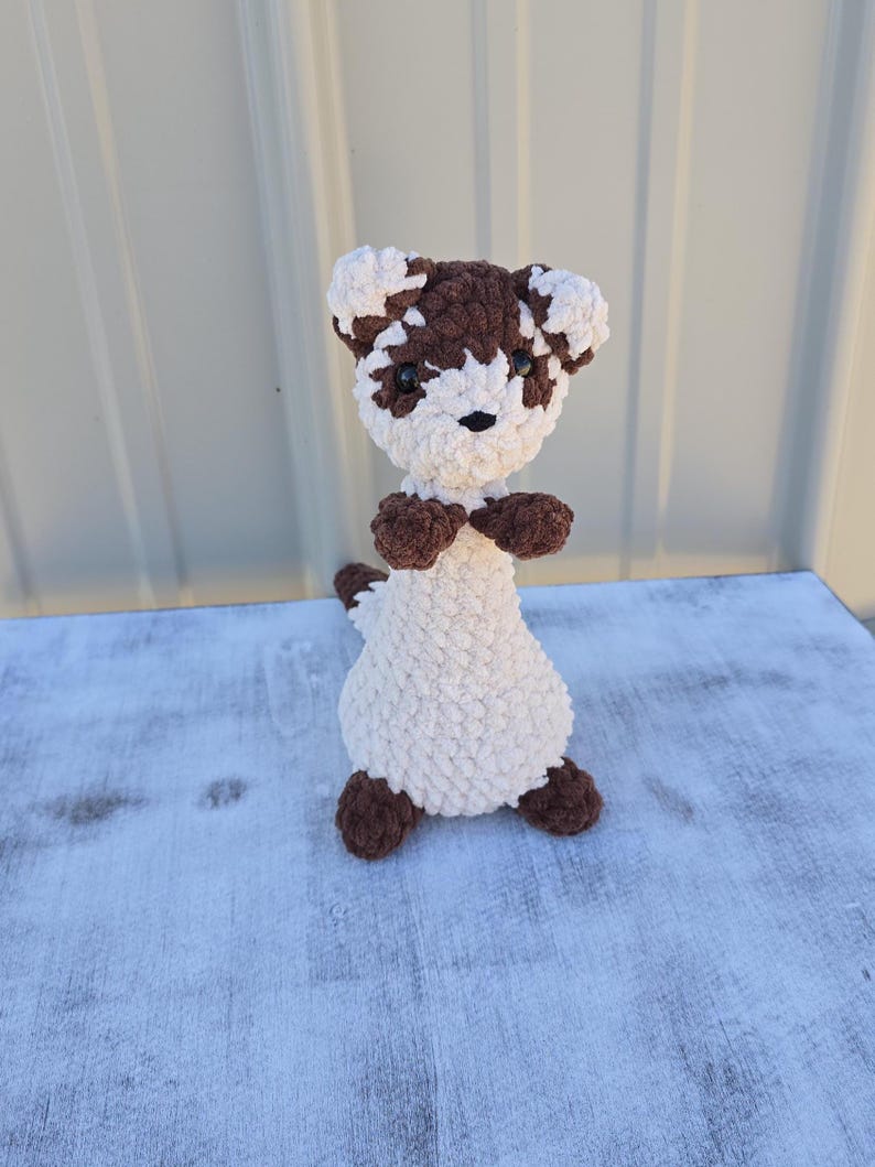 Handmade Crochet Ferret Plushie: Black Footed Ferret Made With Soft ...