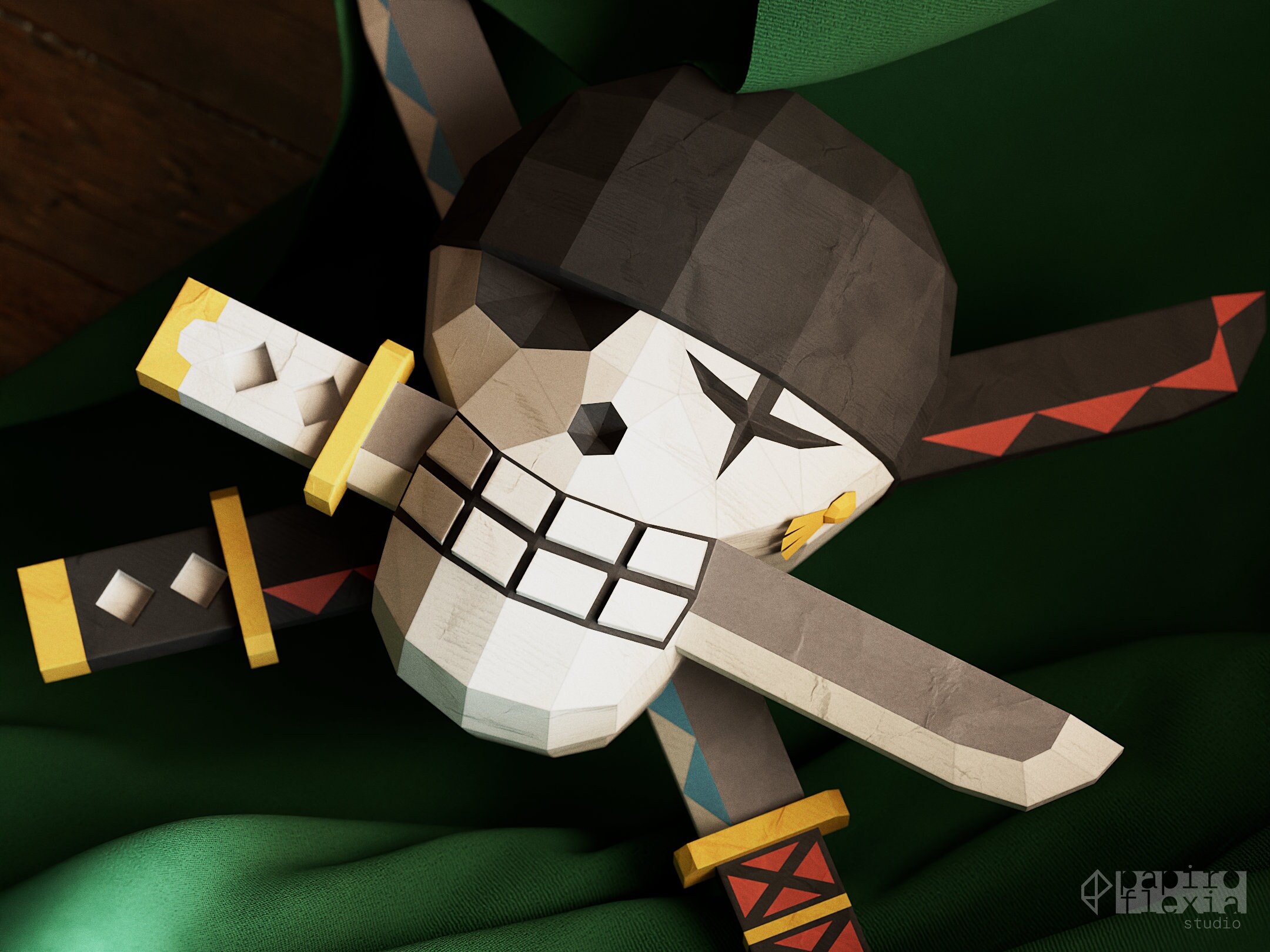 Pirate Skull Z0R0 DIY / Lowpoly / Papercraft / DIY / Svg, Pdf, Dxf - Etsy
