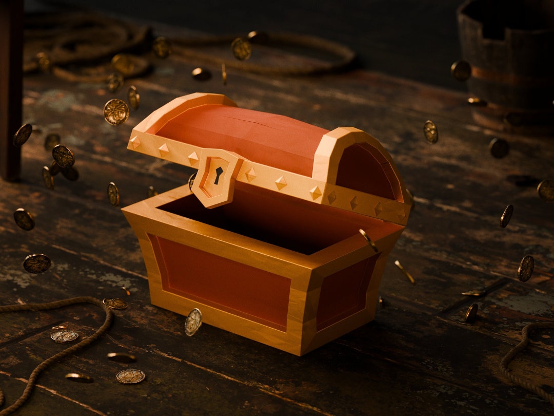 Treasure Chest / Low Poly / Papercraft / DIY / Svg Pdf Dxf - Etsy