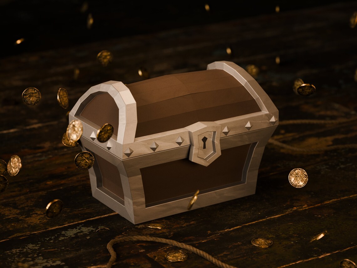 Treasure Chest / Low Poly / Papercraft / DIY / Svg Pdf Dxf - Etsy