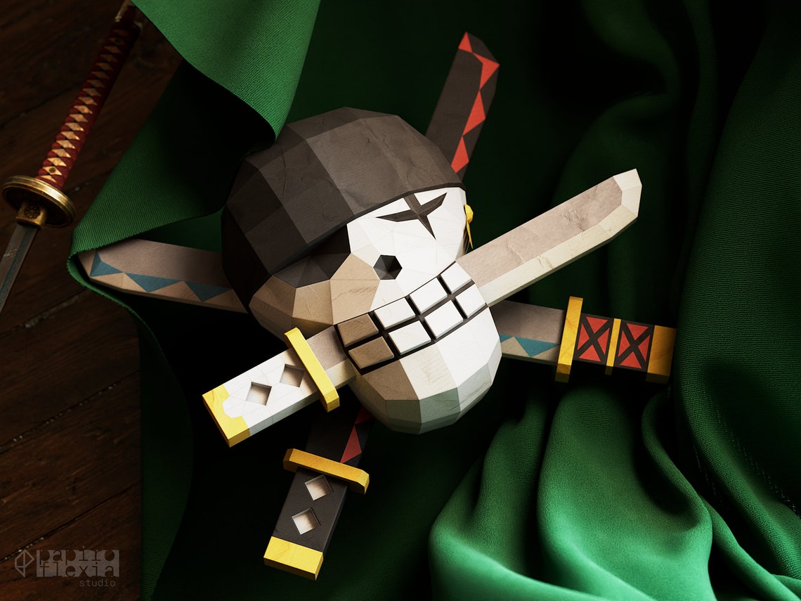 Pirate Skull Z0R0 DIY / Lowpoly / Papercraft / DIY / Svg, Pdf, Dxf - Etsy
