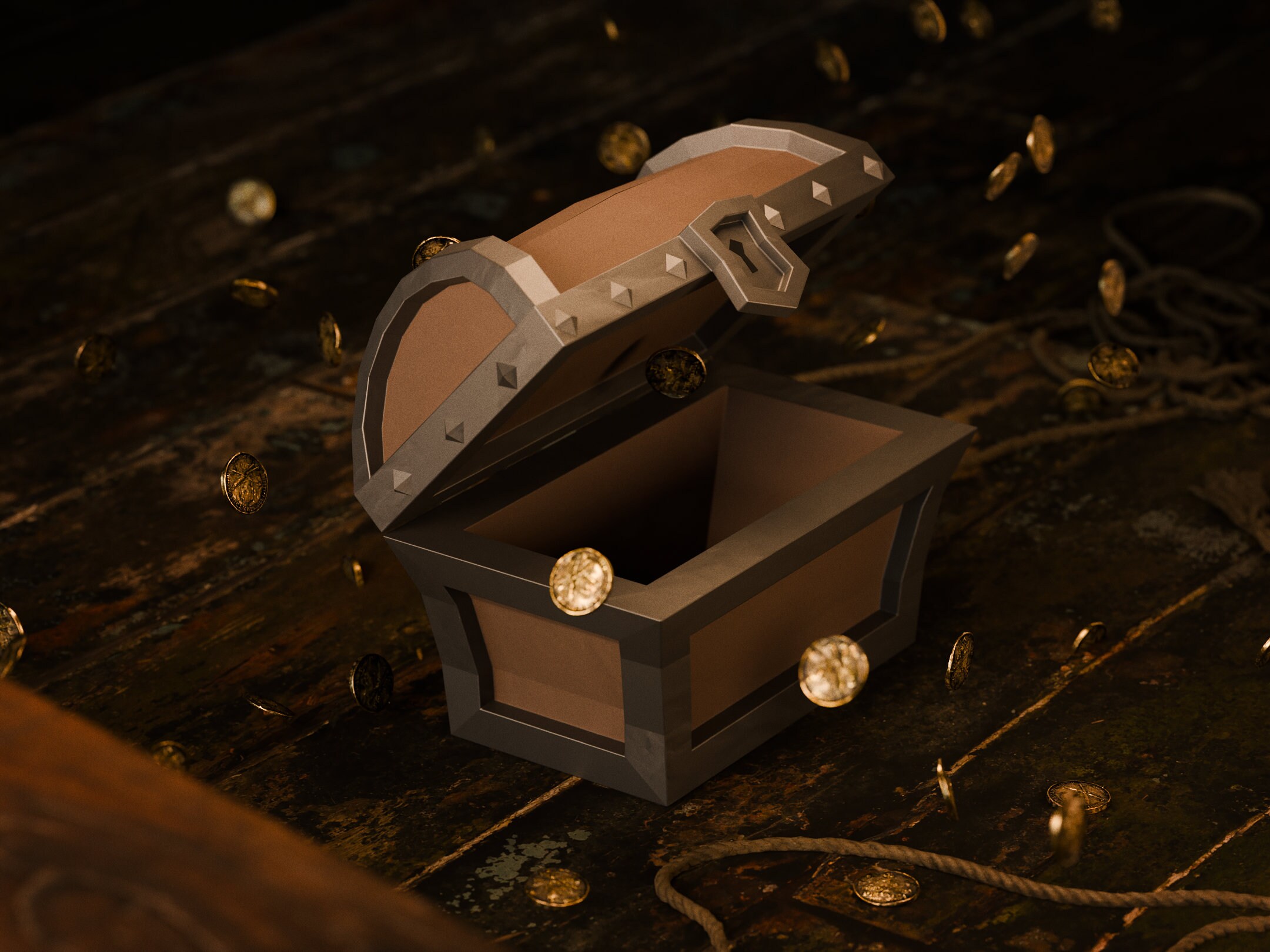 Treasure Chest / Low Poly / Papercraft / DIY / Svg Pdf Dxf - Etsy