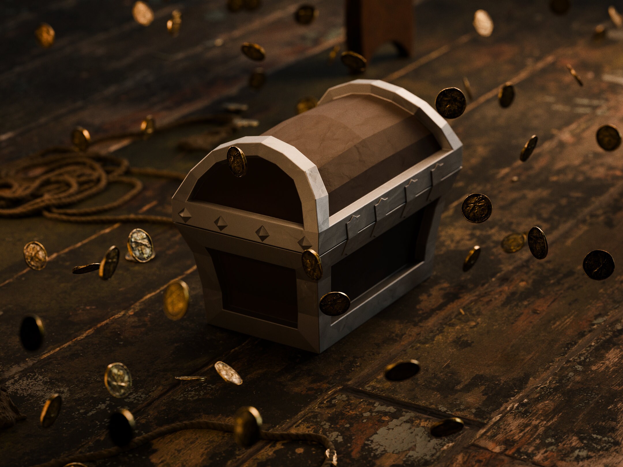 Treasure Chest / Low Poly / Papercraft / DIY / Svg Pdf Dxf - Etsy