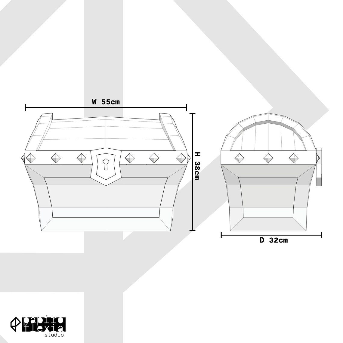 Treasure Chest / Low Poly / Papercraft / DIY / Svg Pdf Dxf - Etsy