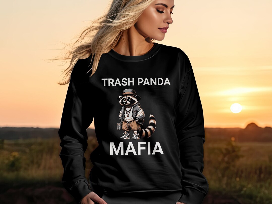 Raccoon Mafia Sweatshirt, Urban Trash Panda With Hat, Cool Animal ...