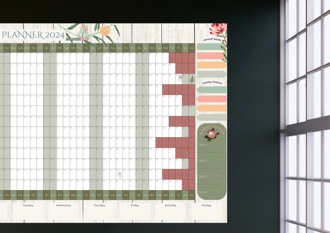 Australian Native Design, Yearly Annual Planner 2024 Calendar ...