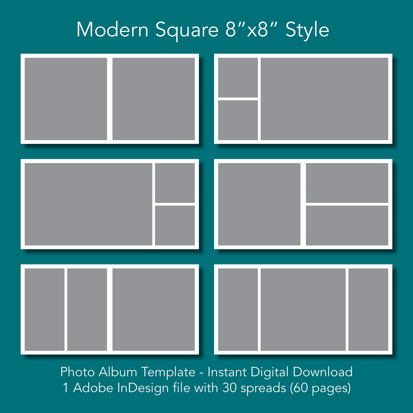 8x8 Photo Album Template - Modern Square Style - Instant Download Adobe ...