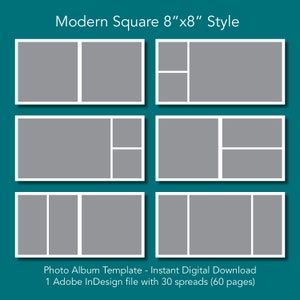 8x8 Photo Album Template - Modern Square Style - Instant Download Adobe ...