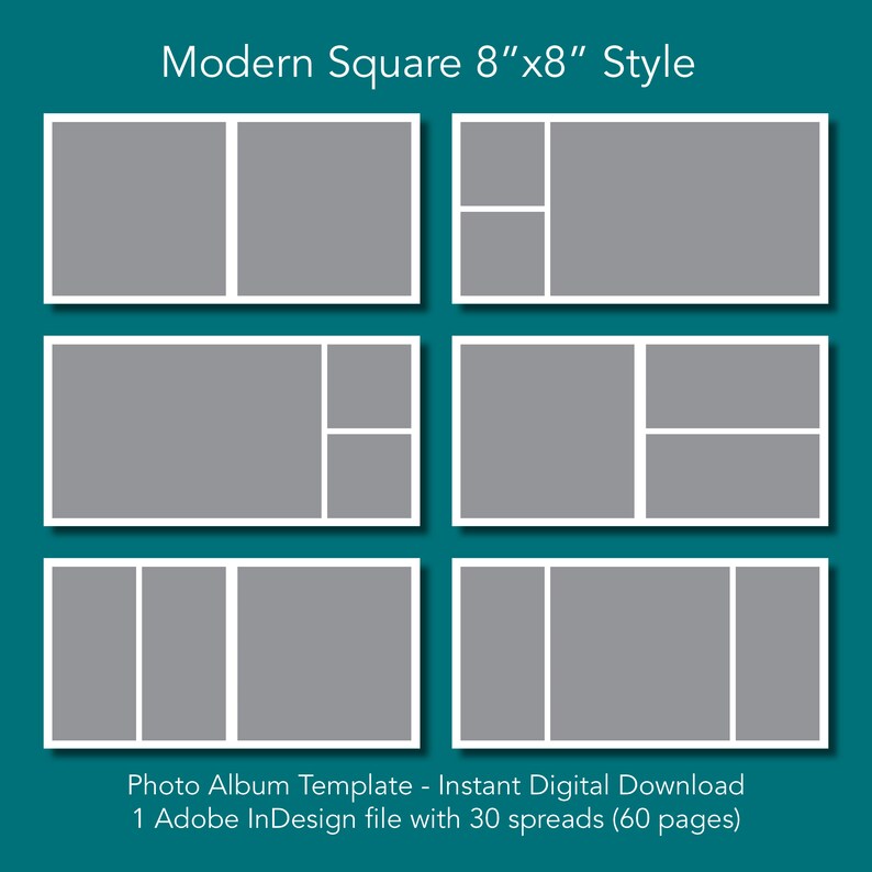 8x8 Photo Album Template - Modern Square Style - Instant Download Adobe ...
