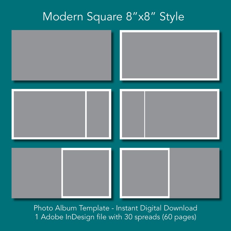 8x8 Photo Album Template - Modern Square Style - Instant Download Adobe ...