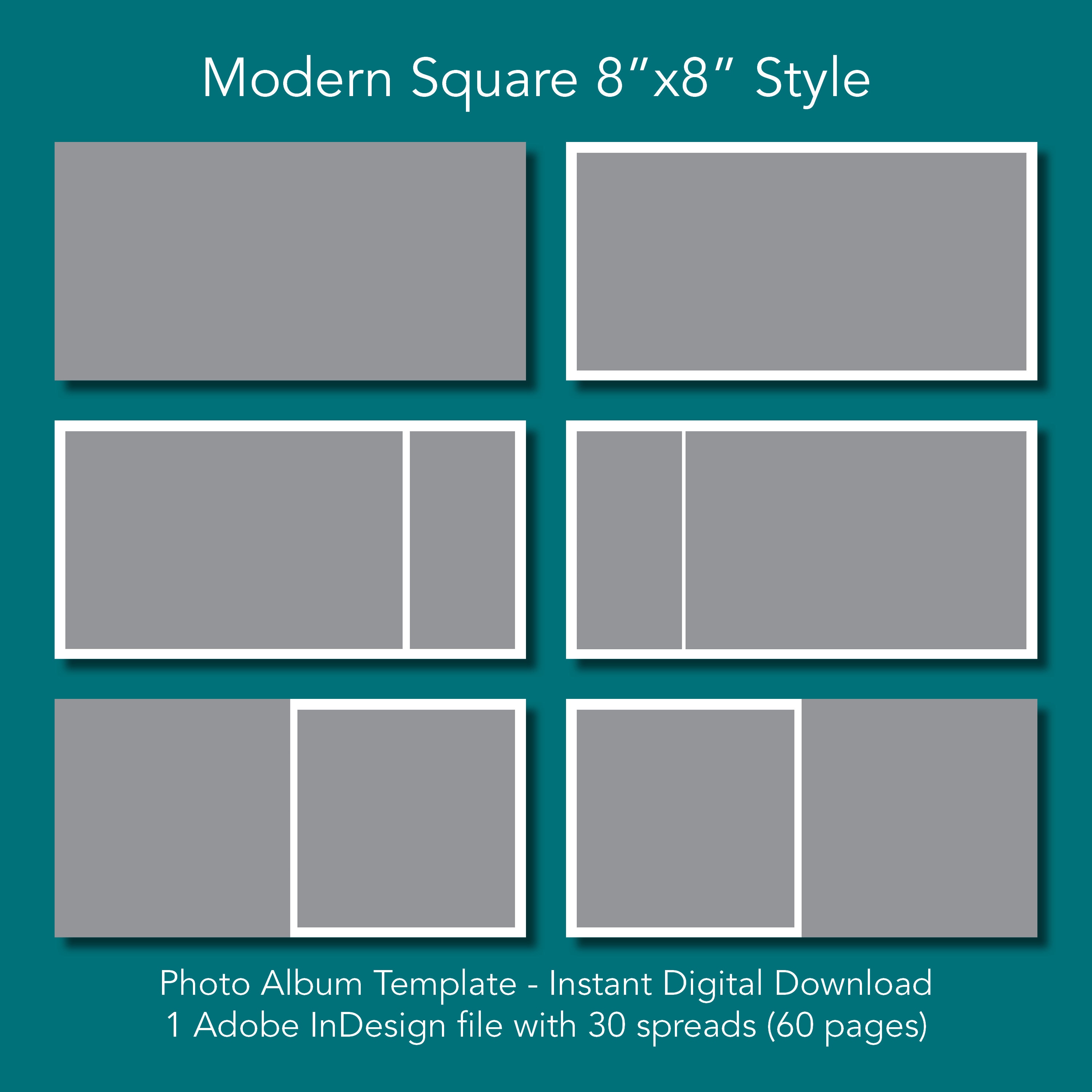 8x8 Photo Album Template - Modern Square Style - Instant Download Adobe ...