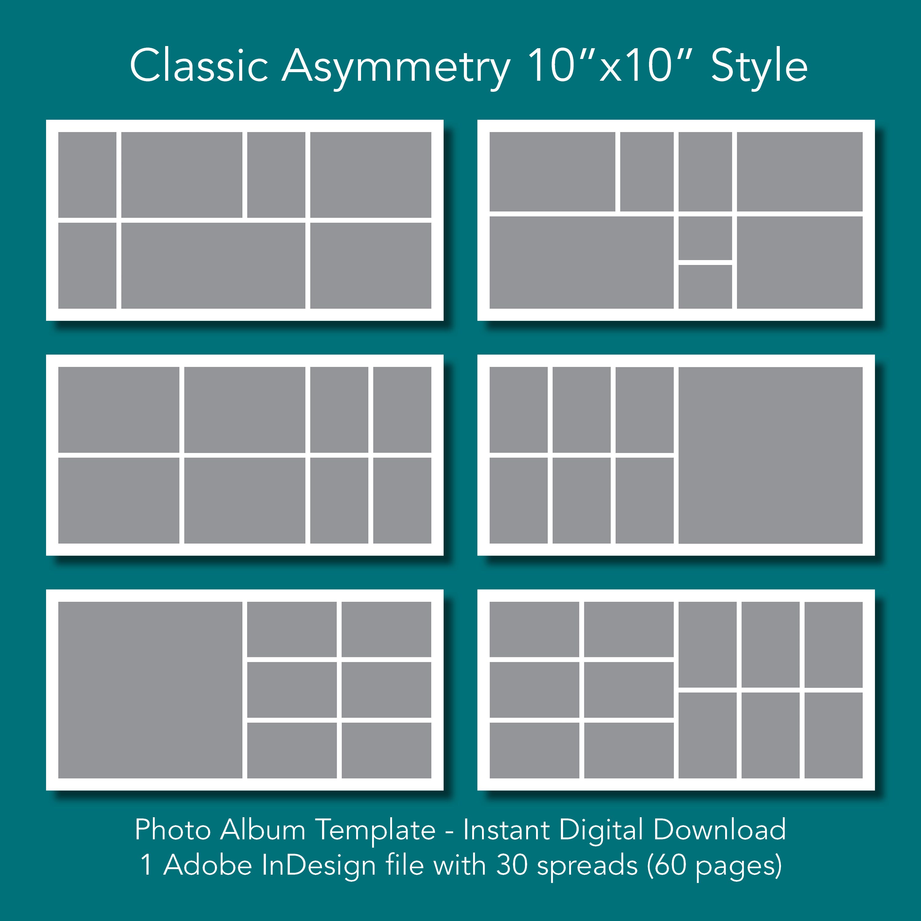 10x10 Photo Album Template - Classic Asymmetry Style - Instant Download ...