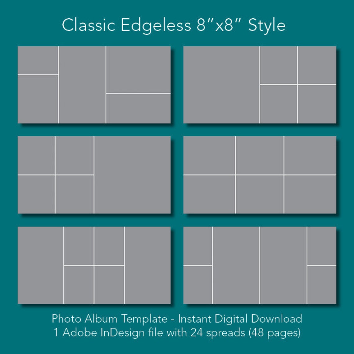 8x8 Photo Album Template - Classic Edgeless Style - Instant Download ...