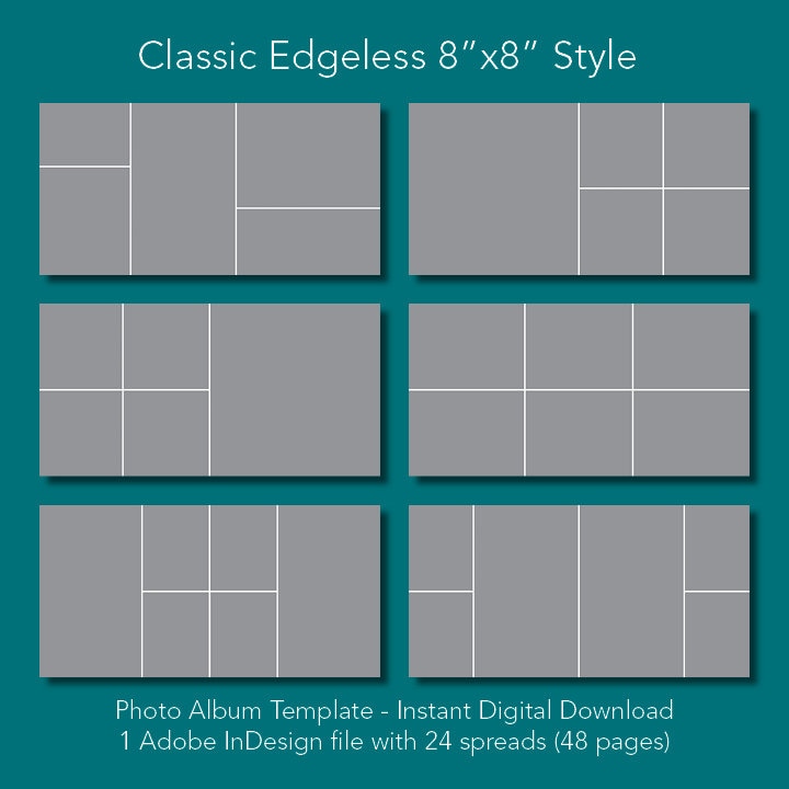 8x8 Photo Album Template - Classic Edgeless Style - Instant Download ...
