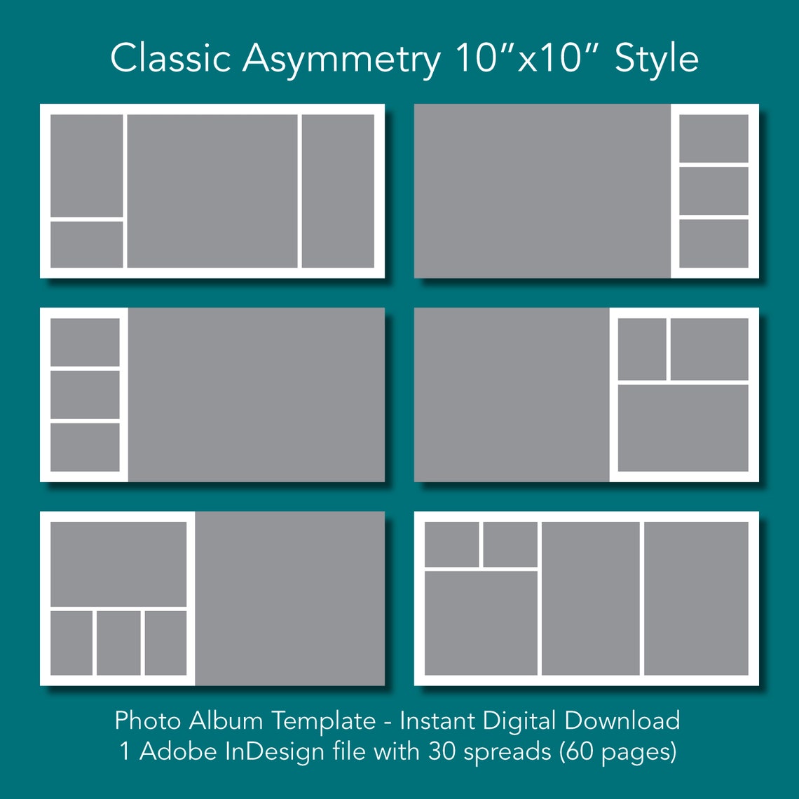 10x10 Photo Album Template - Classic Asymmetry Style - Instant Download ...