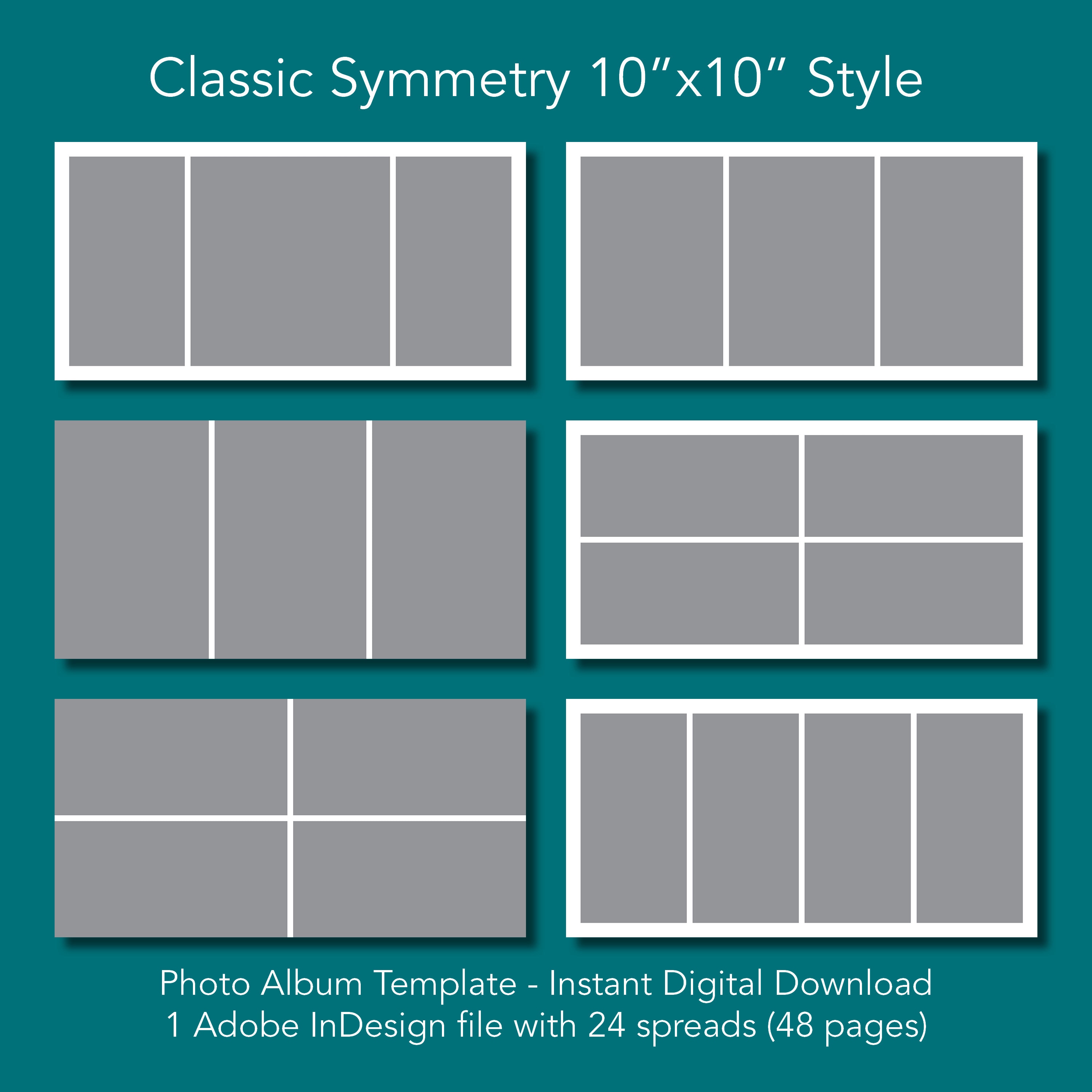 10x10 Photo Album Template - Classic Symmetry Style - Instant Download ...