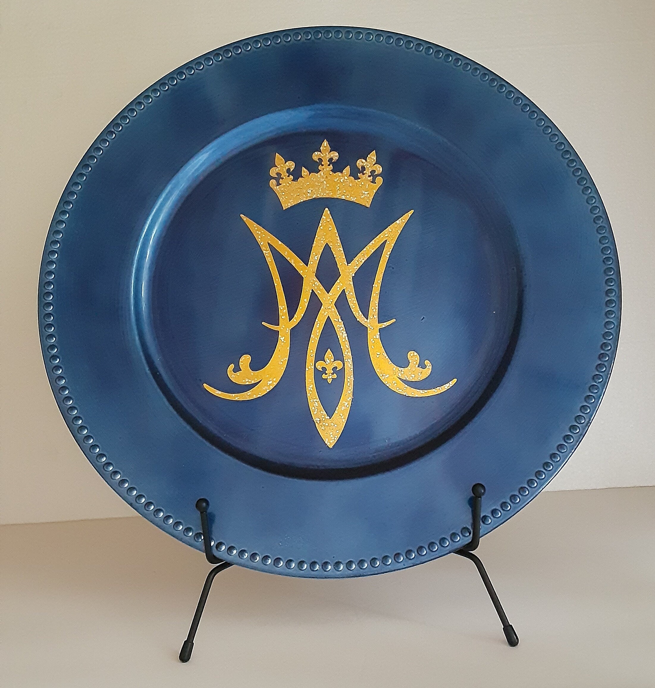 Marian Auspice Monogram Charger Plate Sign Catholic Christian Decor ...