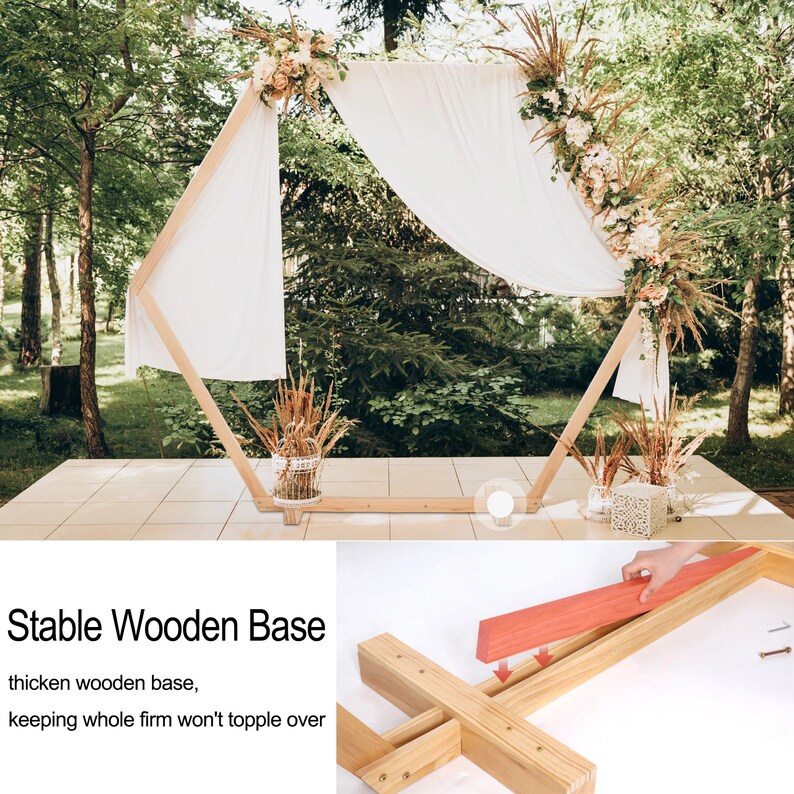 Backdrop Stand Hexagonal Wooden Wedding Ceremony Arch Bridal Party ...