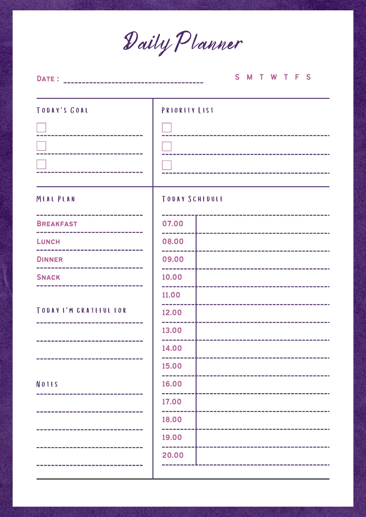Daily Planner Printable Instant Download - Etsy