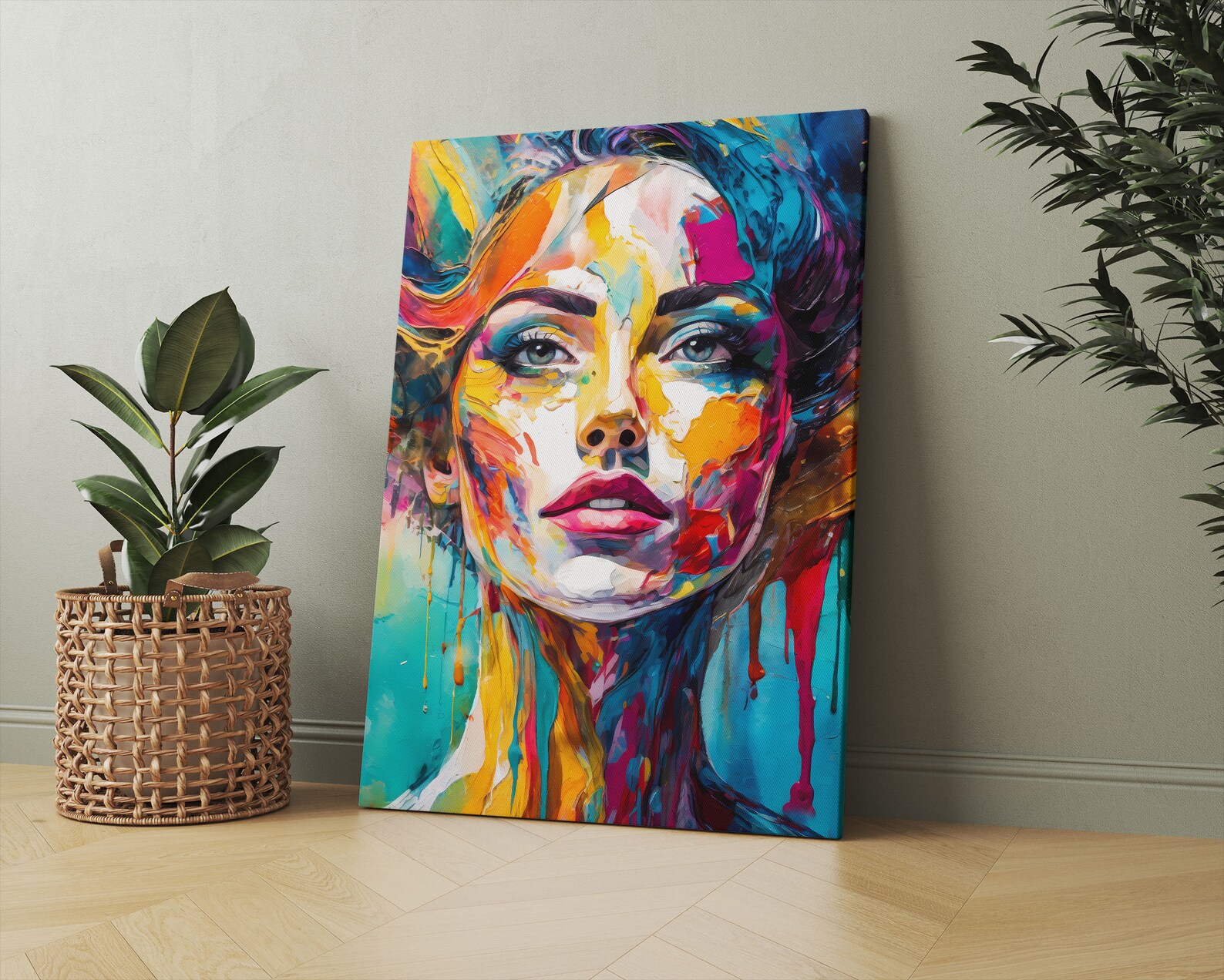 Abstract Portrait Wall Art, Modern Art, Acrylic Painting Style, Modern ...