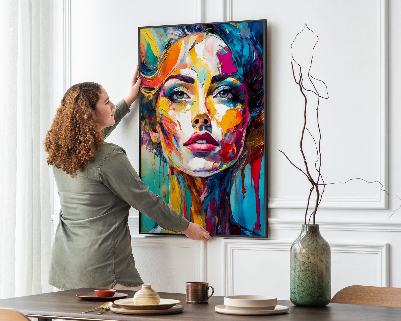 Abstract Portrait Wall Art, Modern Art, Acrylic Painting Style, Modern ...