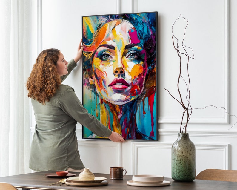 Abstract Portrait Wall Art, Modern Art, Acrylic Painting Style, Modern ...