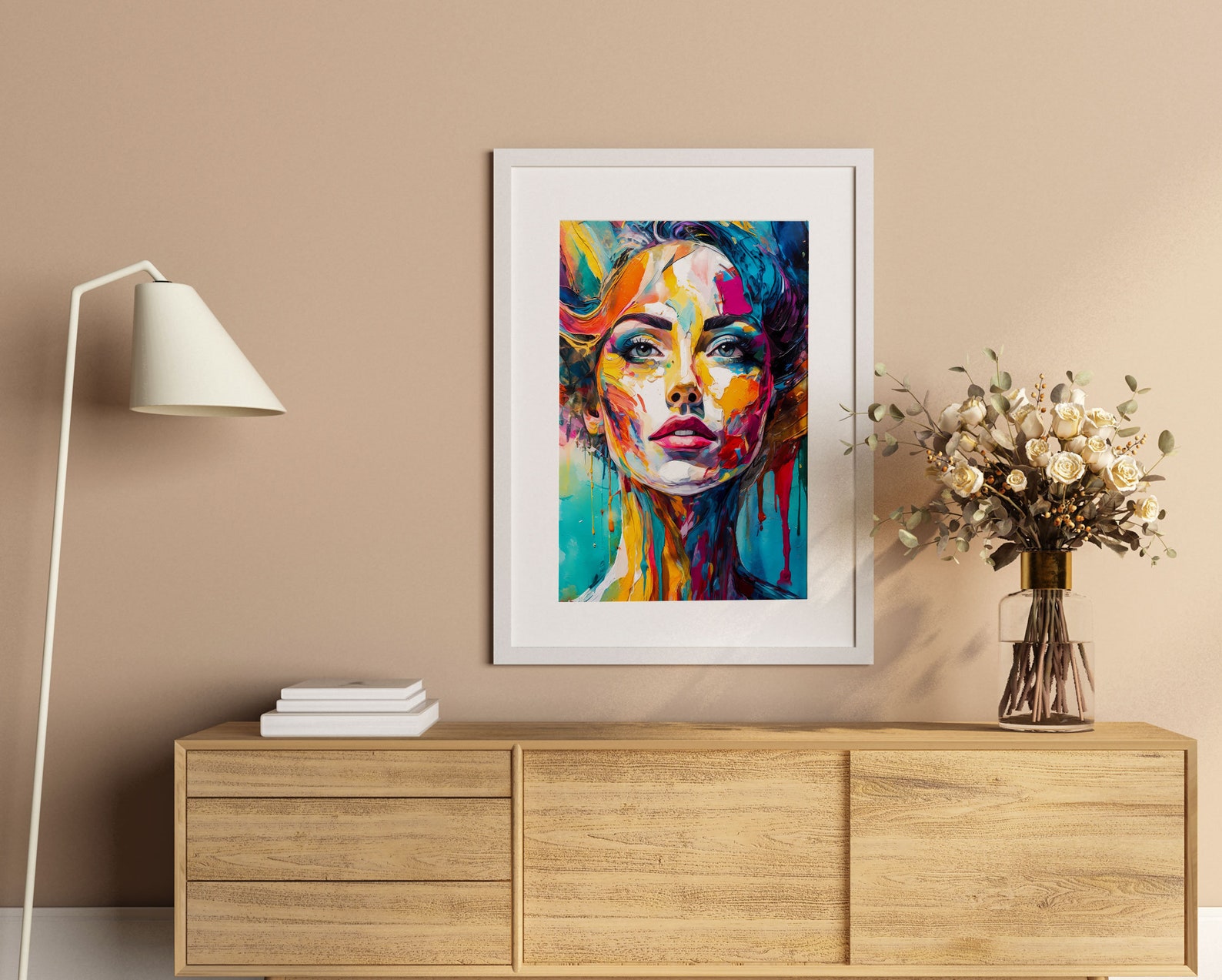 Abstract Portrait Wall Art, Modern Art, Acrylic Painting Style, Modern ...