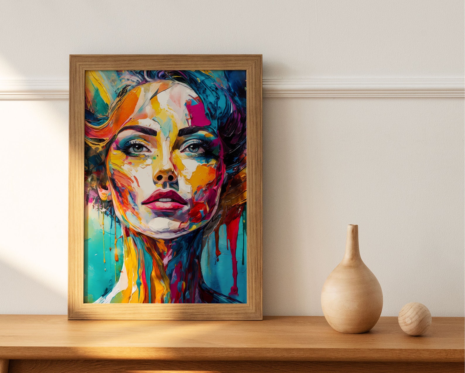 Abstract Portrait Wall Art, Modern Art, Acrylic Painting Style, Modern ...