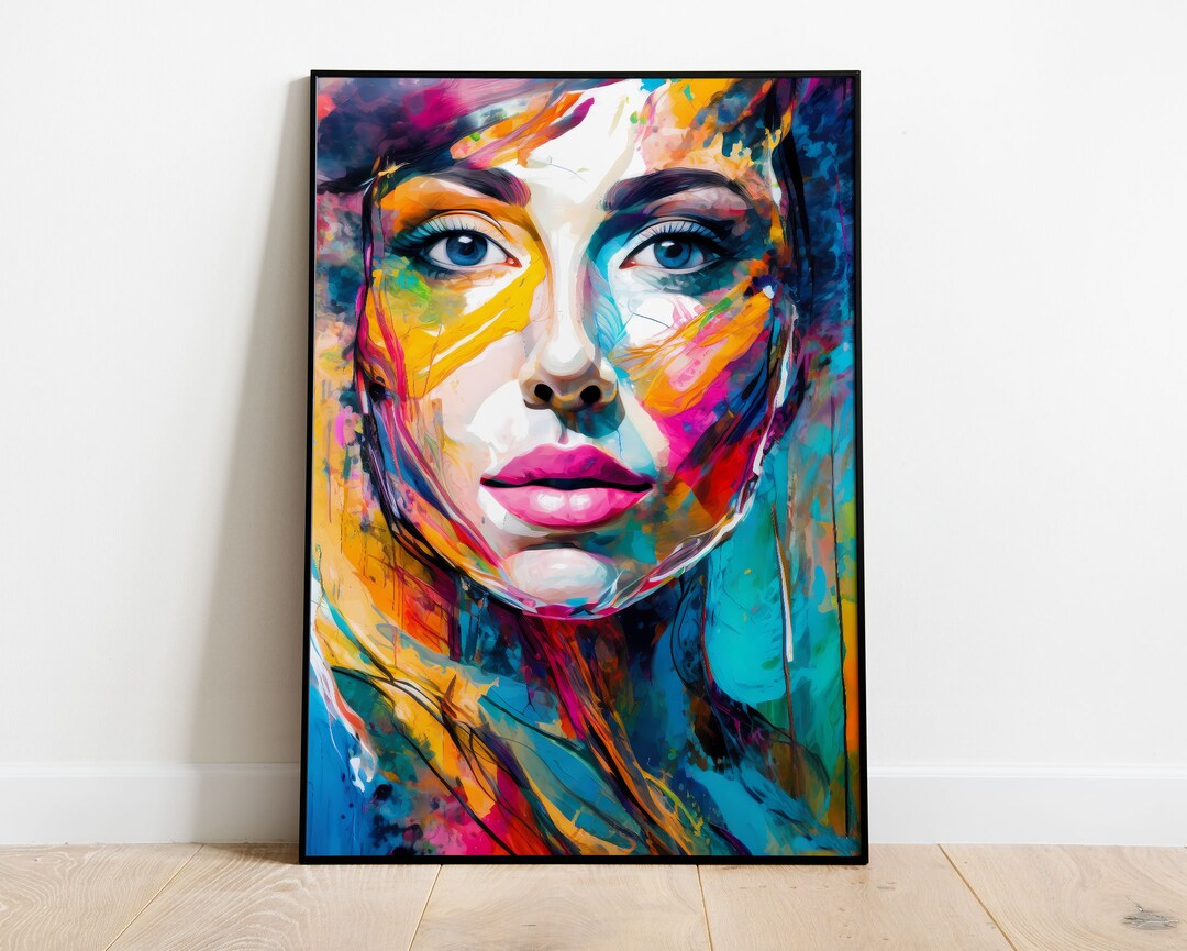 Abstract Portrait Wall Art, Modern Art, Acrylic Painting Style, Modern ...