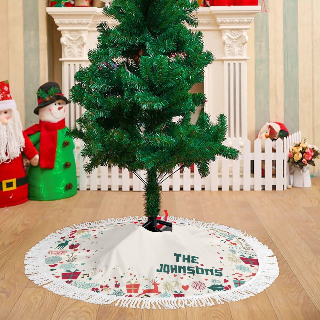 Personalized Fringed Christmas Tree Skirts - Etsy